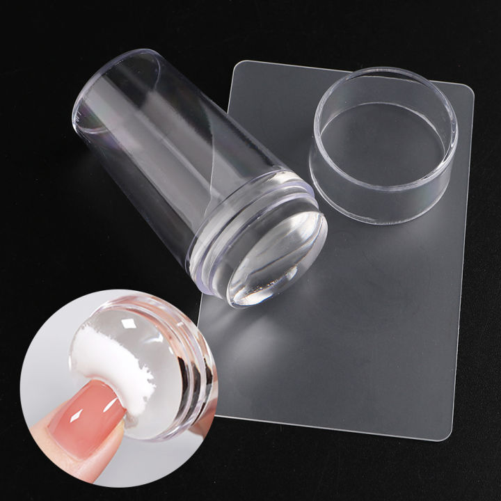 Transparent Nail Stamper With Scraper 2pcs Jelly Silicone Head Stamp ...
