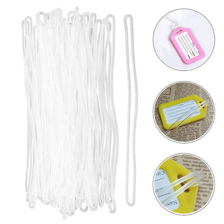 50pcs Travel Tags Plastic Bag Loops Transparent Luggage ID Label Strap ...