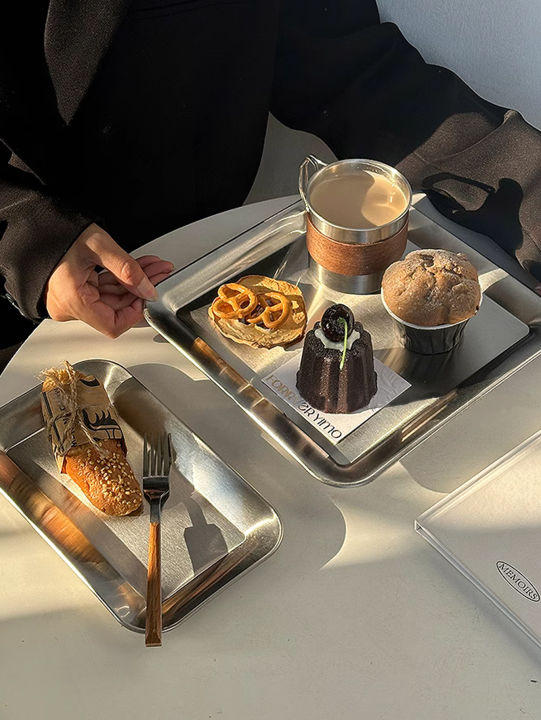 Luxury Square Stainless Steel Serving Tray,Coffee Tray,Desserts ...