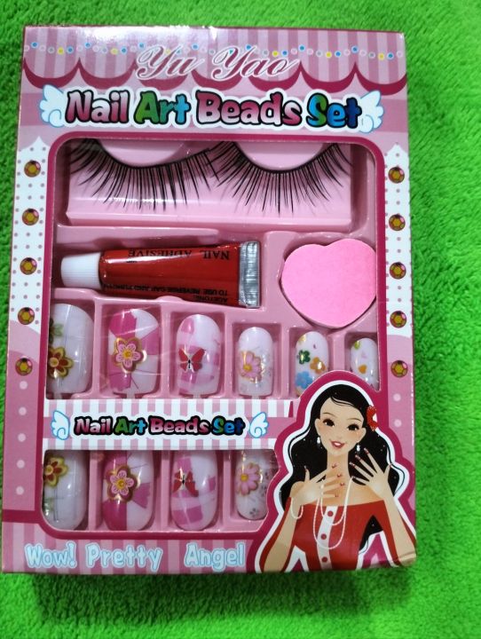 stylish nail art set/Beautiful nailart set with lashes/kids manicur kit ...