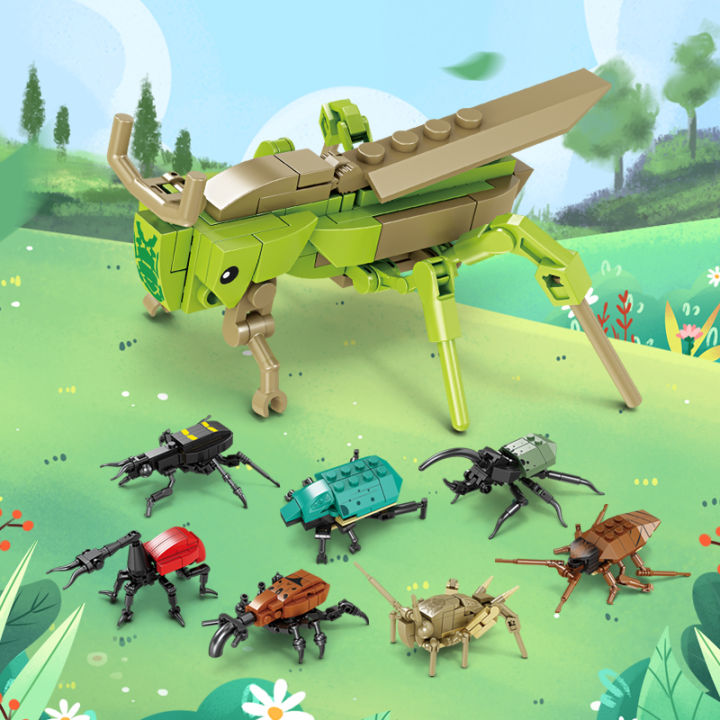 Mini Insect Series Building Block Grasshopper Unicorn Scarab Cute ...