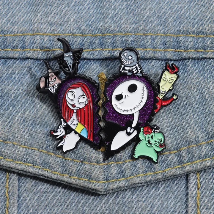 1pair Disney Movie The Nightmare Before Christmas Enamel Pins, Purple ...