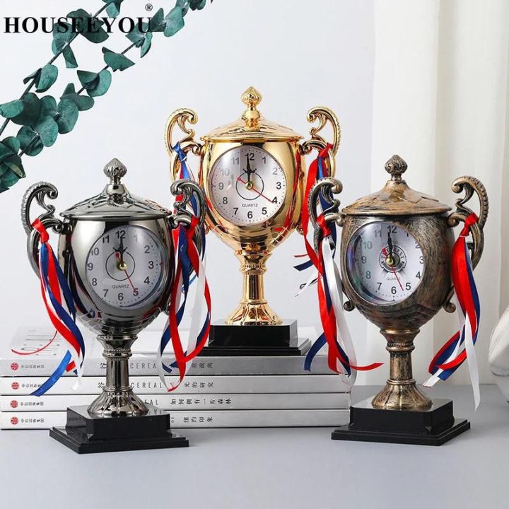 Retro Nostalgic Trophy Alarm Clock Antique Design Table Desk Decor ...