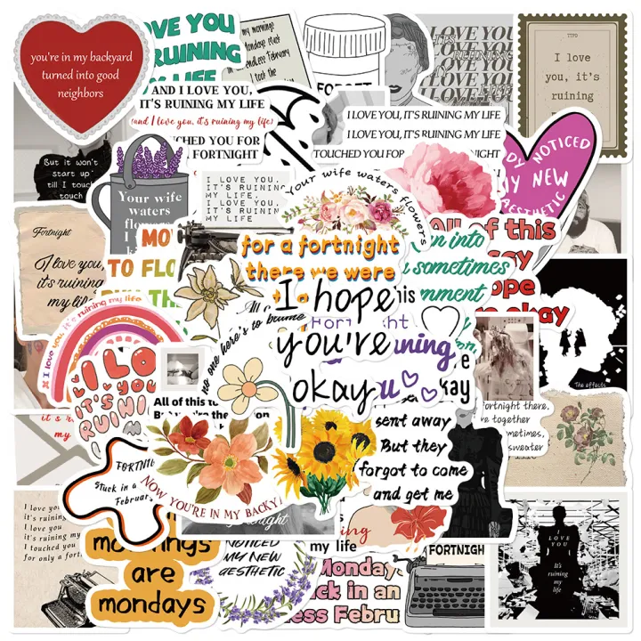 50Pcs Singer Taylor Album Fortnight Stickers Folk Song Decals Graffiti ...