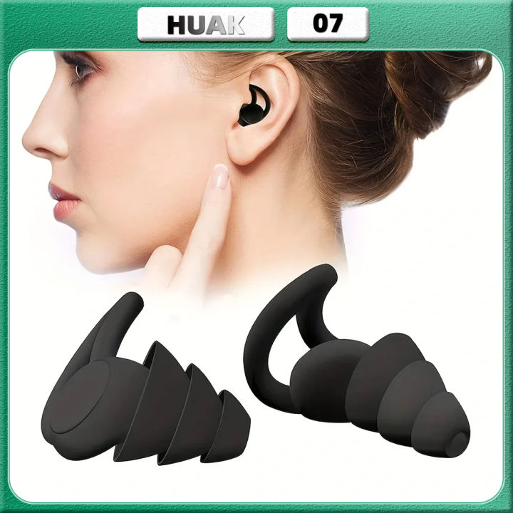 HUAK 3 Layer Ear Plugs For Sleeping Noise Cancelling Hearing Protection ...