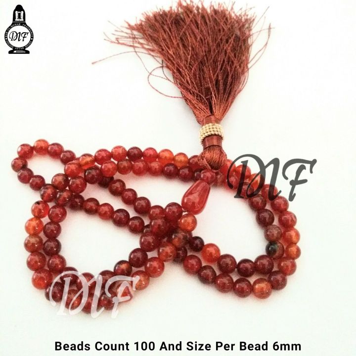 Red Aqeeq Stone Tasbeeh - 100 Beads Diameter 6mm | Daraz.pk