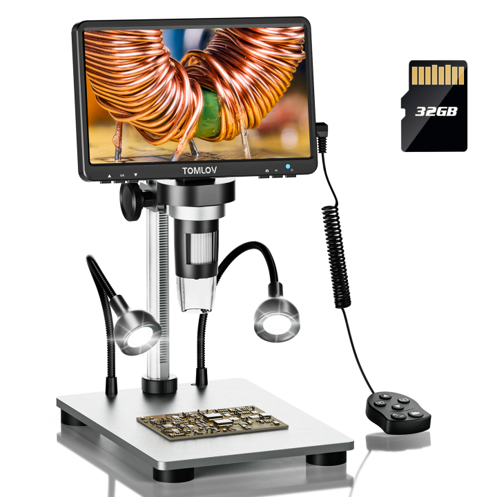 TOMLOV DM9 Digital USB Electronic Microscope 1080P 7" LCD Display 1200X ...