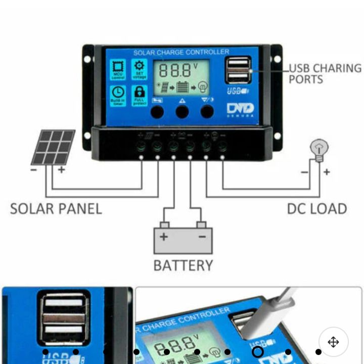 Solar Charge Controller 12V 24V Solar Panel LCD Display Digital PWM ...
