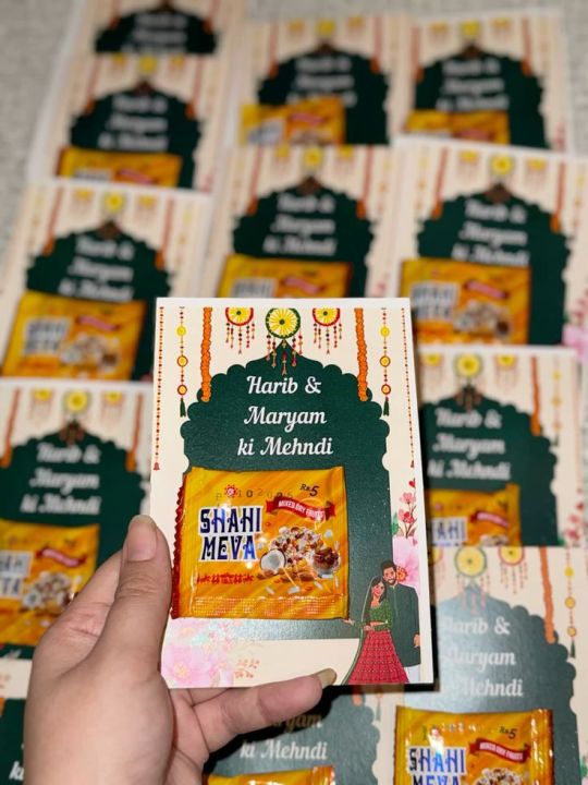 9 Pcs Bat Paki Haldi Chocolates cards Custom Engagement Favours Wedding ...