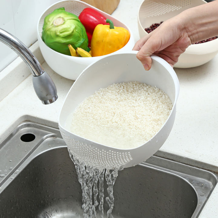 Rice Washing Filter Strainer Basket Colander Sieve Fruit Vegetable Bowl ...