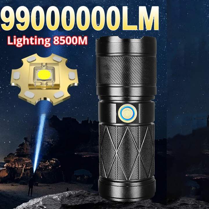 99000000LM Power Flashlights 8500M LED Flashlight USB C Rechargeable ...