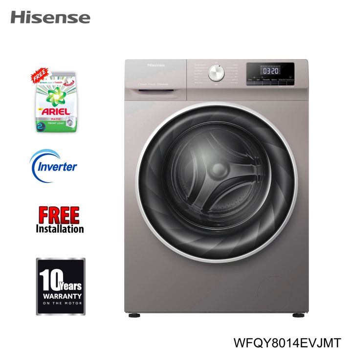 Hisense WFQY8014EVJMT 8 Kg Front Load Washing Machine Inverter 1400 RPM ...