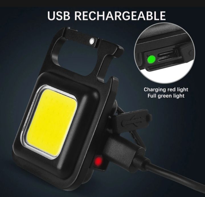 Mini LED Portable Keychain Flashlight Multifunction COB Work Light USB ...