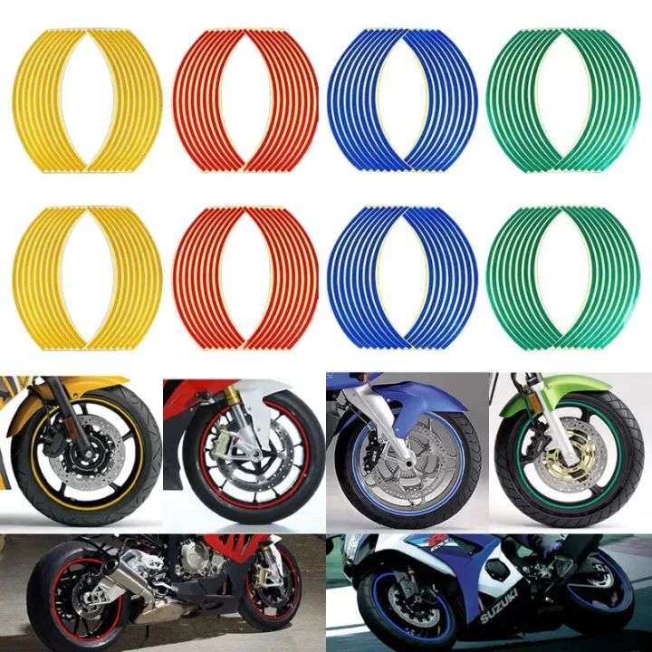 1/2/3/6set Wheel Sticker Reflective Rim Stripe Tape Bike Motorcycle ...