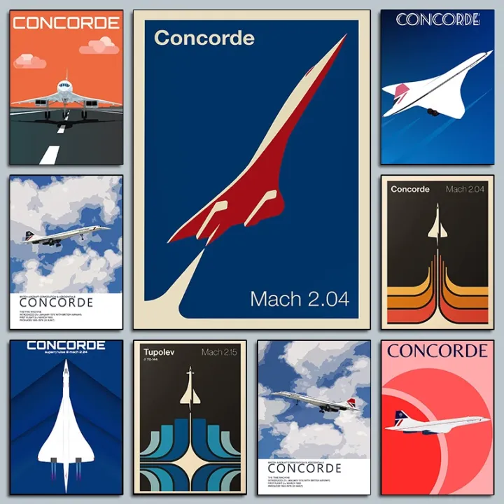 Modern Minimalist Concorde Plane Posters High-Speed Aviation Prints ...