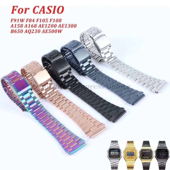 Stainless Steel Strap For CASIO F91W F84 F105 F108 A158 A168 AE1200 ...