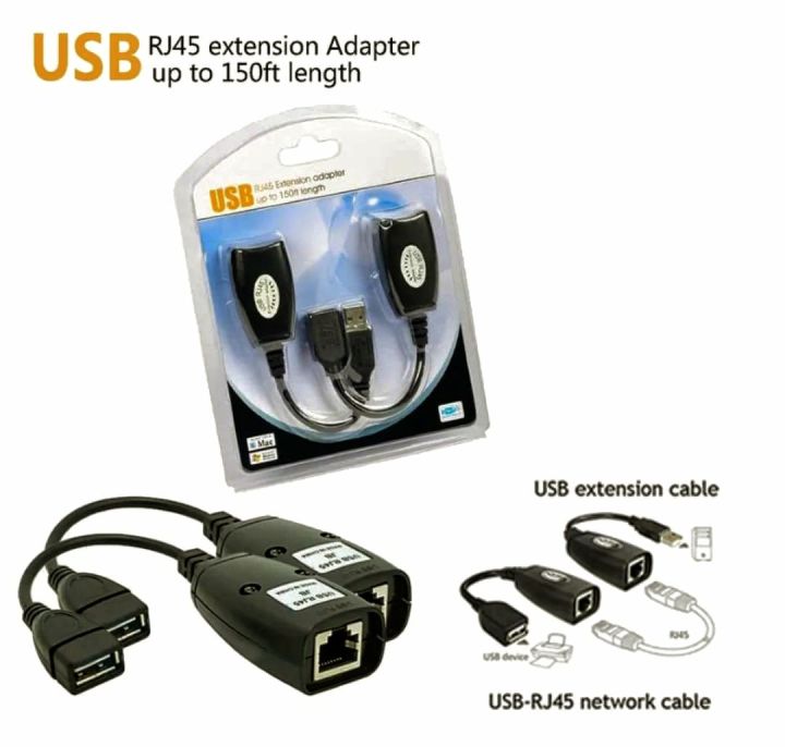 USB RJ45 Extender Over Cat5/Cat5e /Cat6 Cable Extension Cable Connector ...