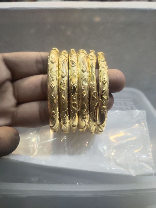 24k Gold Bangle set of 6 pieces | Daraz.pk