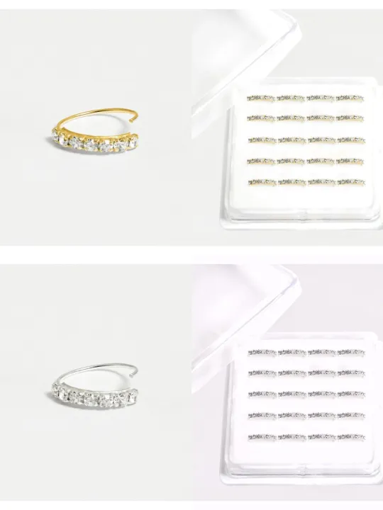 Elegant Nose Ring Hoop Embedded Stone Nose Pin For Women And Girls ...