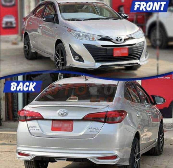 Yaris BODY KIT FRONT AND BACK TRD SPORTS KIT EASY TO INSTALL IN FIBER ...