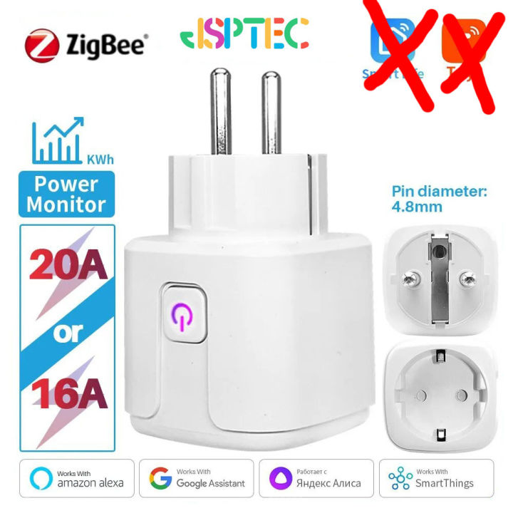 Smart Plug Zigbee EU 16A/20A Smart Socket With Power Monitor Timing ...