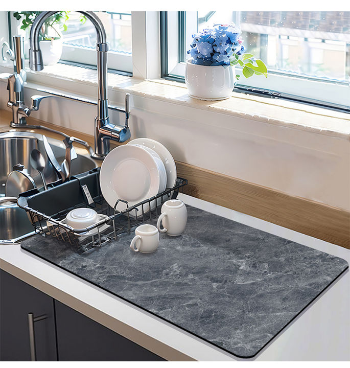 Kitchen countertop bar diatomite absorbent anti-slip mat quick-drying ...