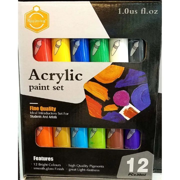 Glossy Acrylic 30ml Tube 12 Colors Set | Daraz.pk