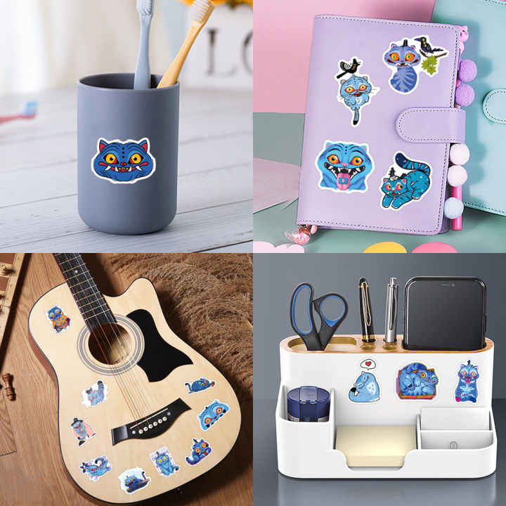 50/100Pcs Funny Blue Cat Meme Stickers Blue Tiger Vinyl Waterproof for ...