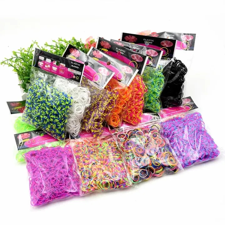 600Pcs Color Rubble Loom Bands Bracelets Kit Girl Gift Elastic Weaving ...