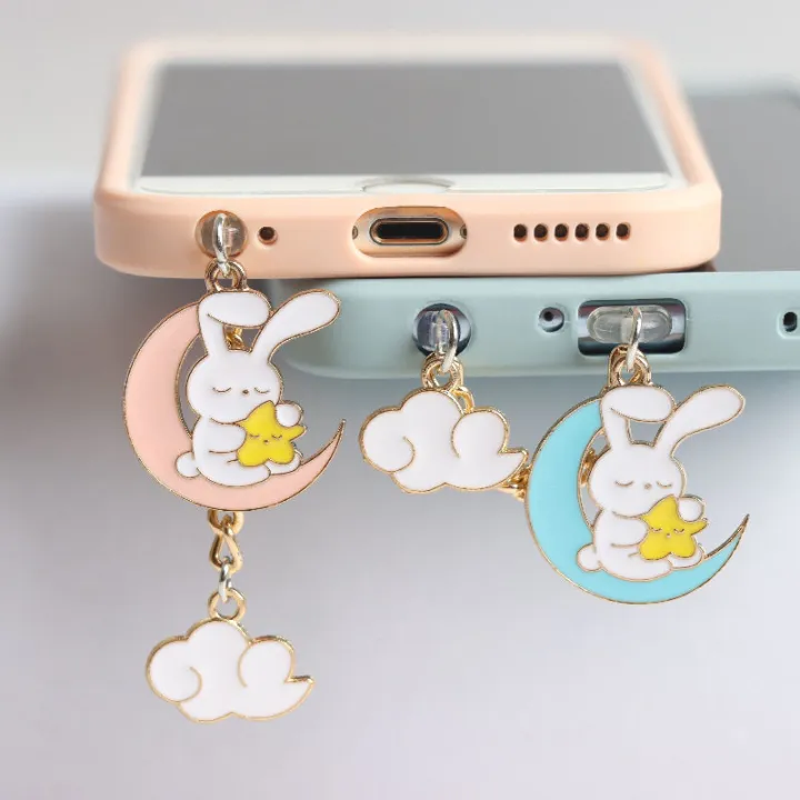 Rabbit Phone Dust Plug Charm Kawaii Cute Charge Port Plug For iPhone ...