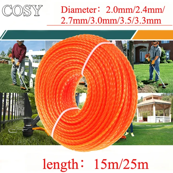 COSY Garden Tools 25m/15m*2.4mm/2.7mm/3mm/3.5mm/4mm Grass Trimmer Line ...