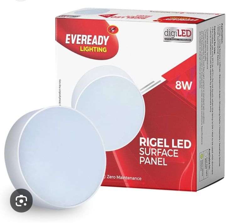 Eveready 8W LED Rigel Surface Panel Ceiling Lights | Cool White | 6500K | 80 Lm/Watt (Circular ...