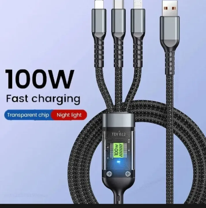 3 In 1 Auto cut system 110watt fast charging data cable | Daraz.com.np