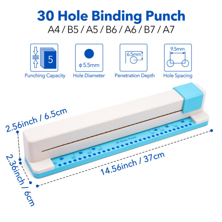 30 Hole Punch Binding Machine, Hand Push Loose Leaf Hole Punch, A4 A5 ...