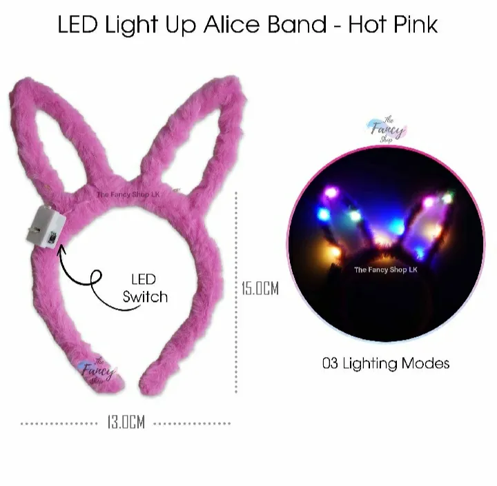 Light Up LED Kawaai Cute Fluffy Fur Rabbit Bunny Ears Hair Alice Band ...
