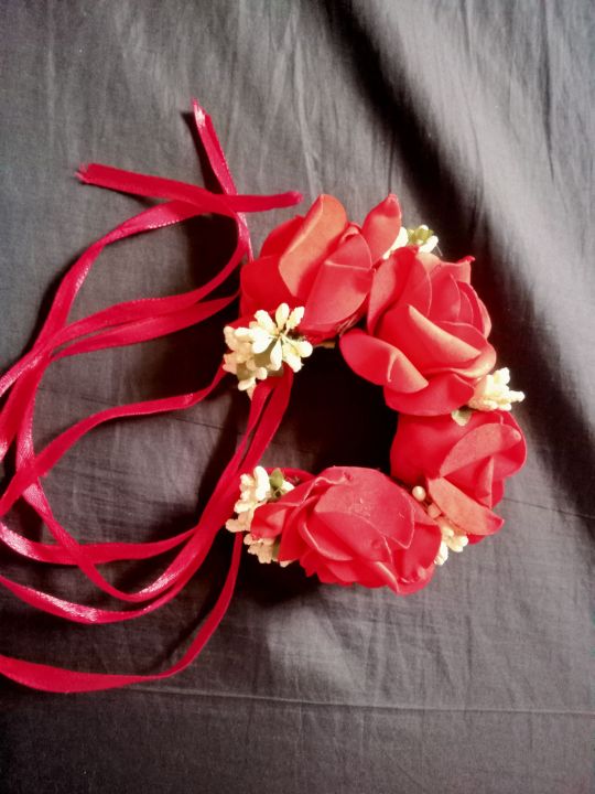 Artificial Red Rose Gajray for Girls – Hand Accessory with Satin ...