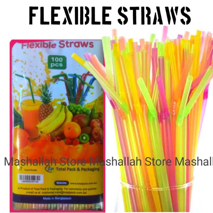 Best Quality Flixible Straws/Pipe For Your Drinks 100pcs | Daraz.com.bd