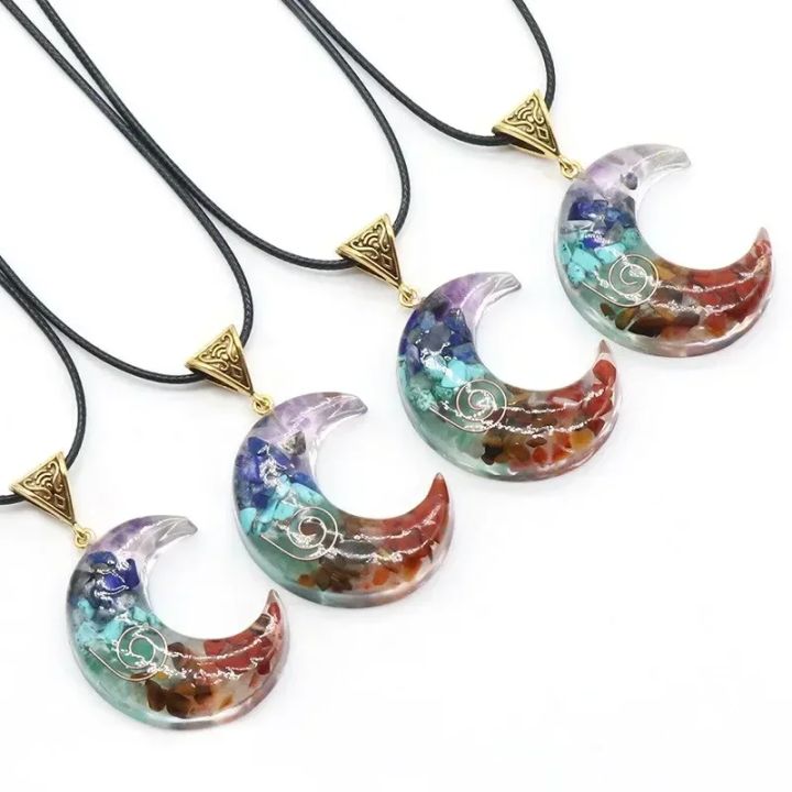 Natural Stone Crystal 7 Chakras Moon Colorful Crystals Stones Energy ...