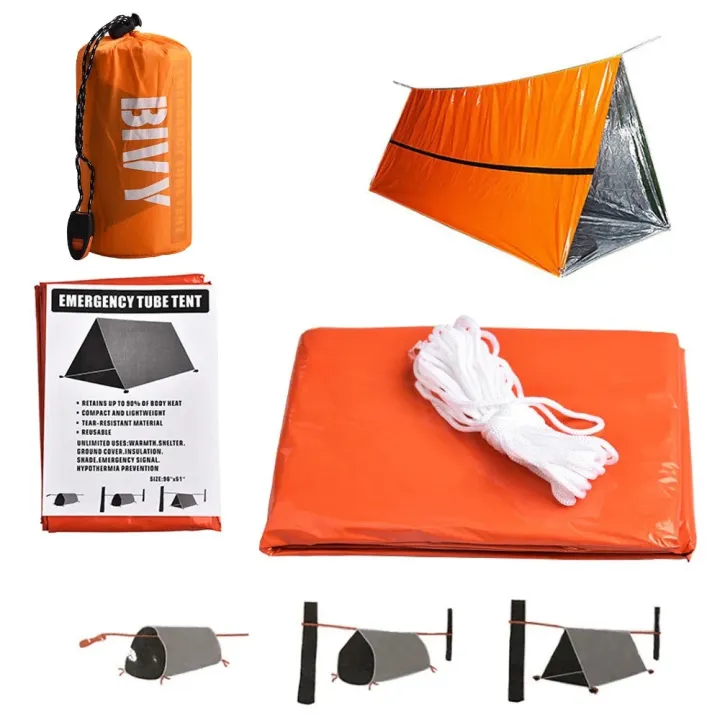 2 Person Emergency Shelter Bivy Survival Tent Kit Mylar Tube Tent ...