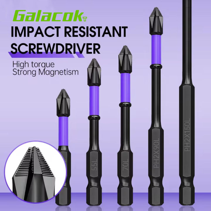 Magnetic Impact Phillips Bit Anti-Slip Long Screwdriver Bit Set Hex ...