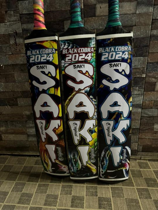 Saki Black-Cobra Long Tape Ball Cricket Bat | Daraz.pk