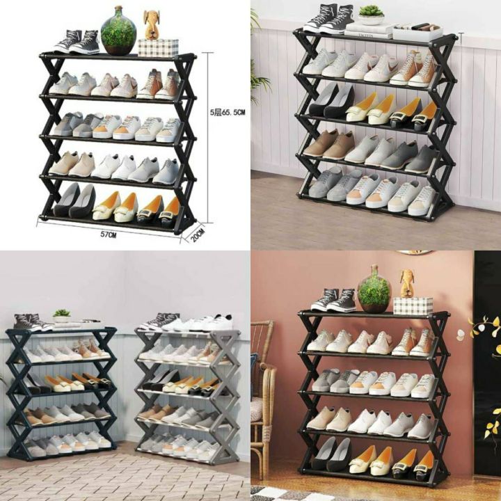 Wooden Shoe Rack Storage 4/5 Tier Narrow Tall Adjustable Shoe Cabinet ...