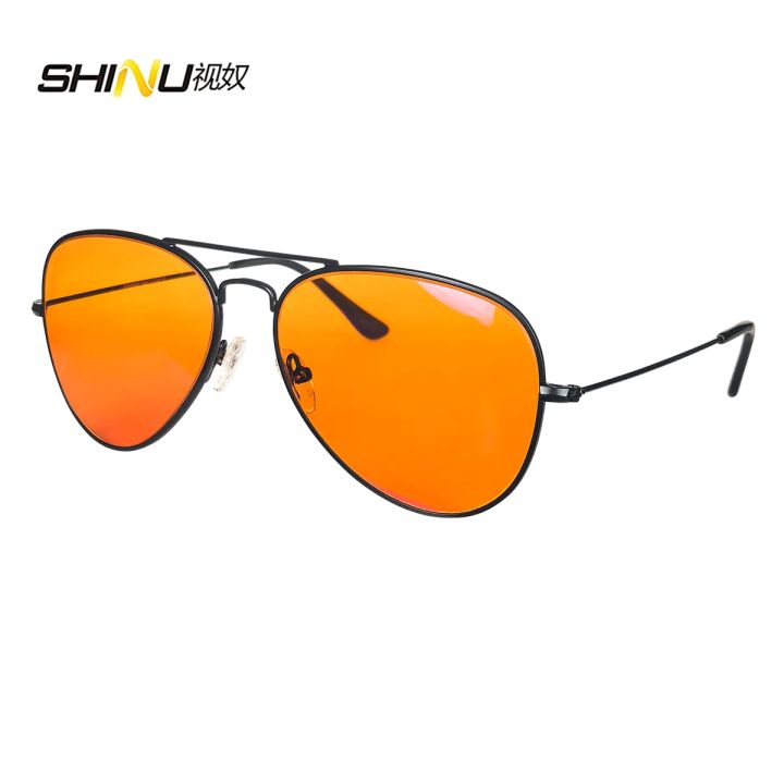 SHINU Luxry Red Lenses Glasses Men Better Sleep Rest Orange Lens ...