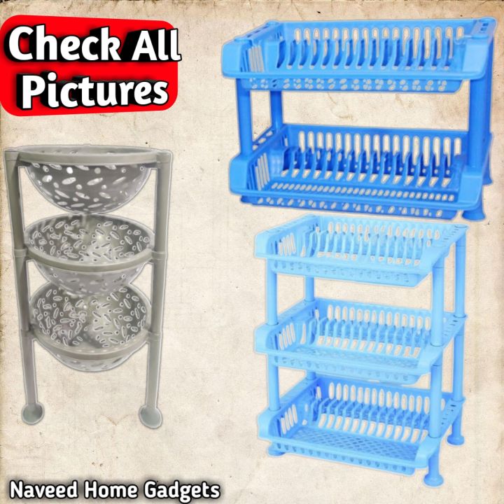 Plate Rack - Plate Rack Stand -Pure Plastic 2 Layer and 3 Layer Plate ...