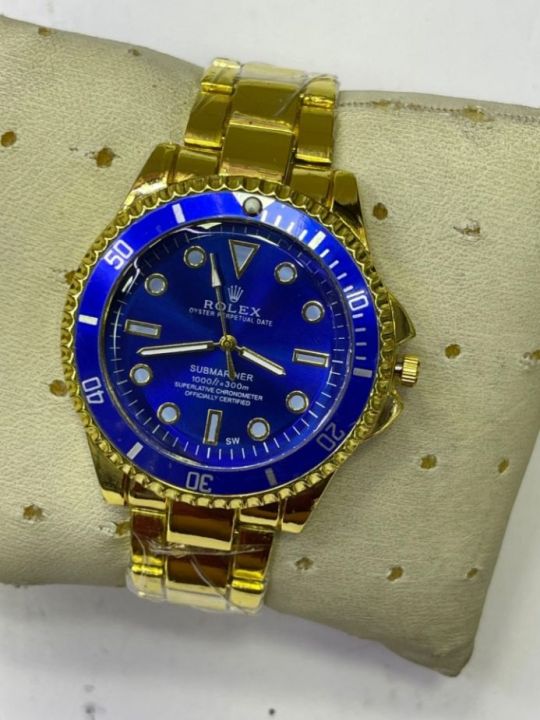 ROLEX GENTS Submariner Perpetual Blue Dial Luxury Stainless Steel Gold ...