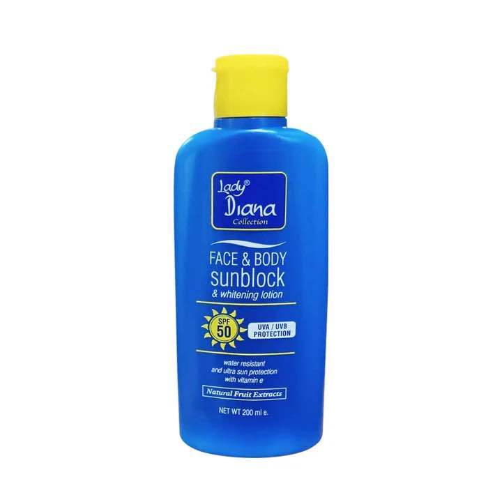 Lady Diana Face & Body Sunblock Whitening Lotion SPF 50 - 200ml | Daraz.lk