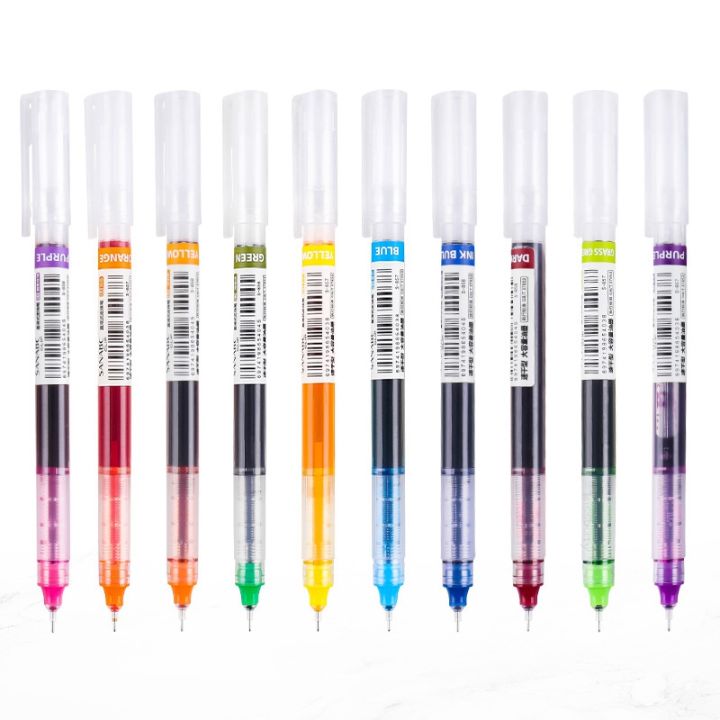 10 Colors Straight liquid Gel Pen Quick-drying Large-capacity Colorful ...