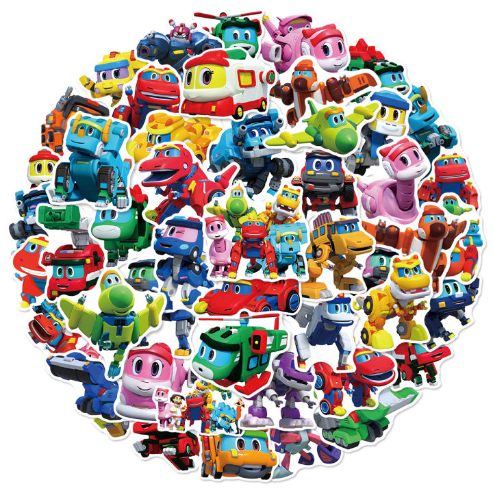 50Pcs GOGO DINO Cartoon Machine Dragon Stickers Funny Animation Decals DIY Suitcase Fridge ...