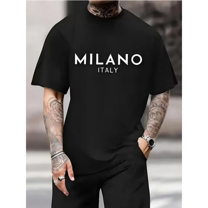Single MILANO 96 Printed Tops T-Shirt Retro Casual Y2k Tee Shirt Men ...