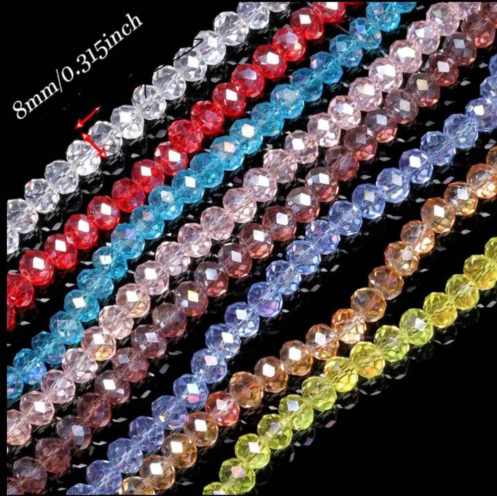 60+ Pcs 8mm Austria Faceted Crystal Rondelle Beads – Washable Glass ...